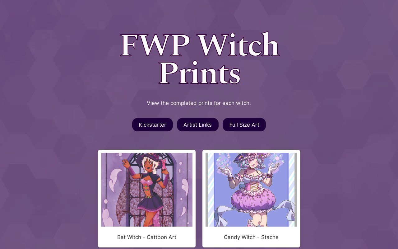 Witch Prints List (Art Only)